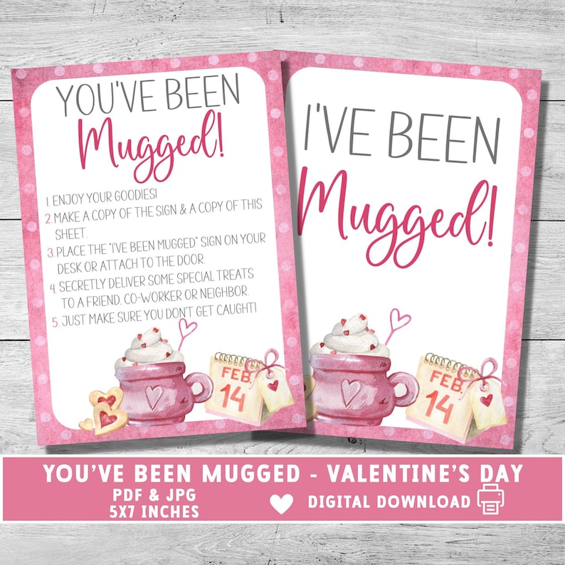 Valentine's Day You've Been Mugged, Office Coworker Game, Valentines ...