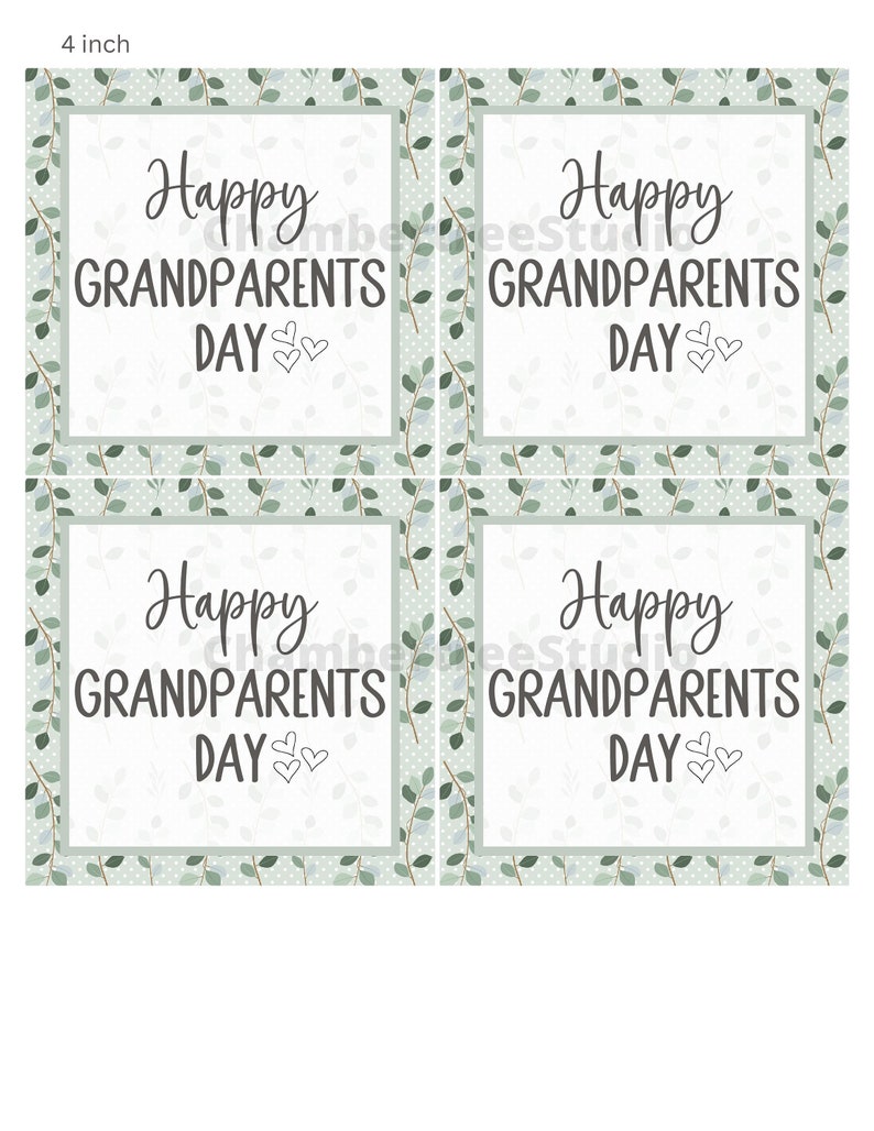 Happy Grandparents Day Gift Tag, Appreciation Gift Tag, 3" & 4" Tags ...