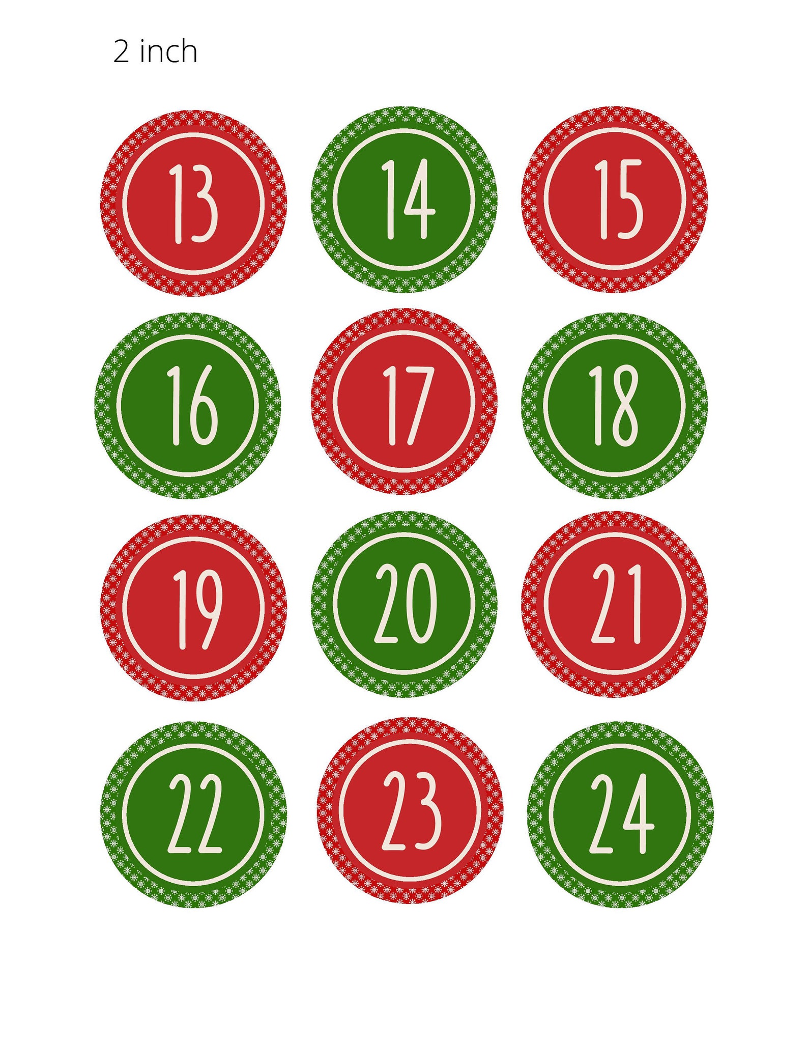 Advent Calendar Numbers, 2" Size, DIY Advent Calendar Kit, Printable ...