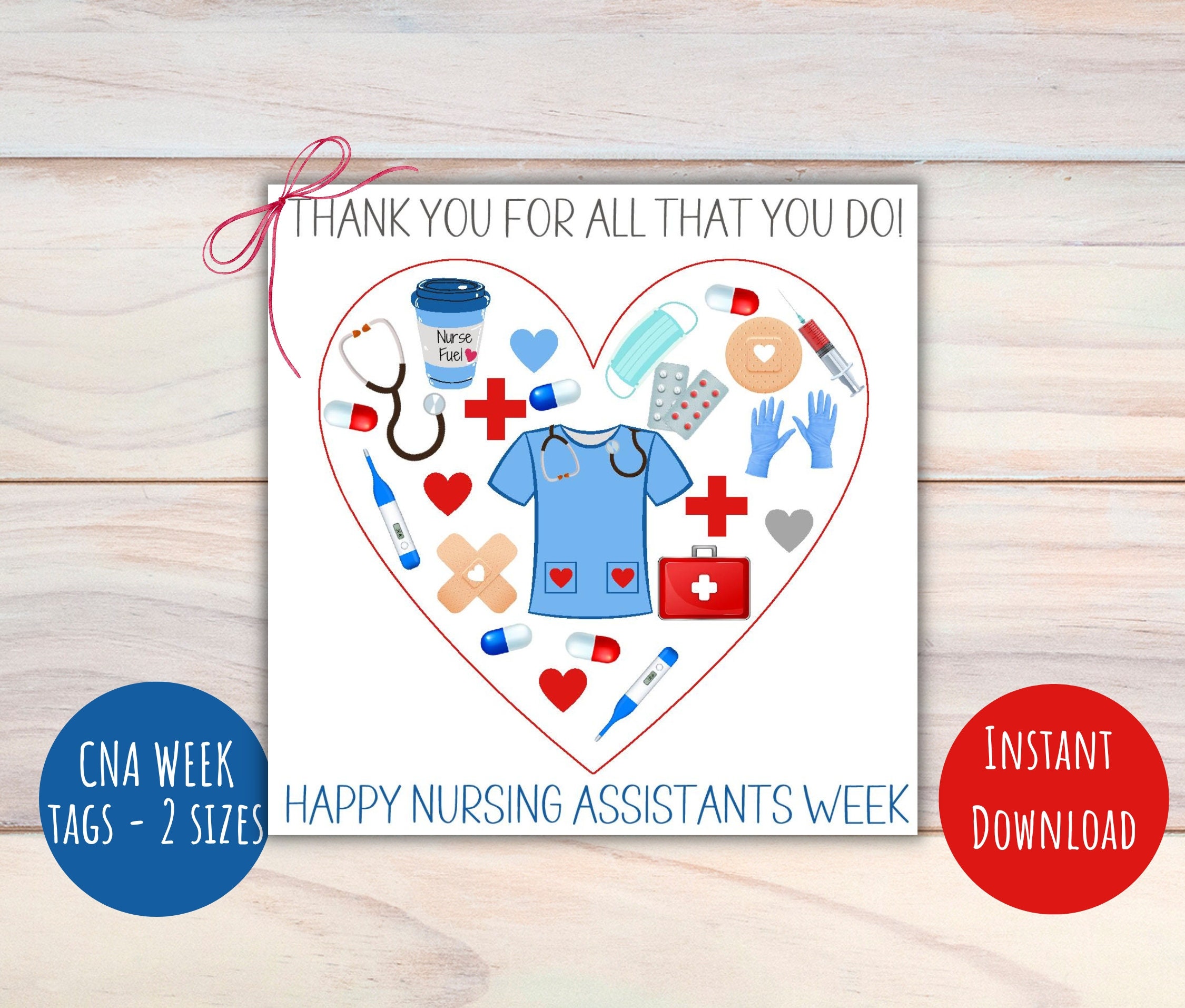 CNA Week Appreciation Gift Tag, 3 and 4 Tags, Happy CNA Week, Certified ...
