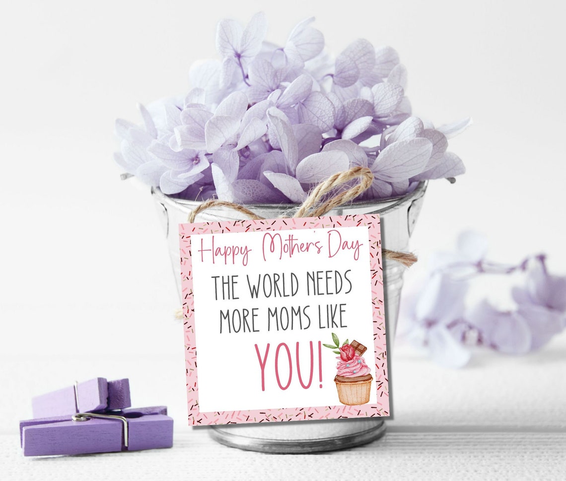 Mother's Day Gift Tag, Printable Cookie Tag, Mom Tags, 3" & 4" Square ...