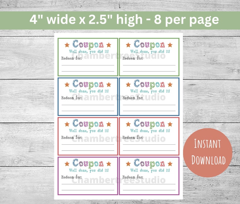 Reward Cards for Kids, Printable Good Behavior Coupons, Redeem Coupon ...