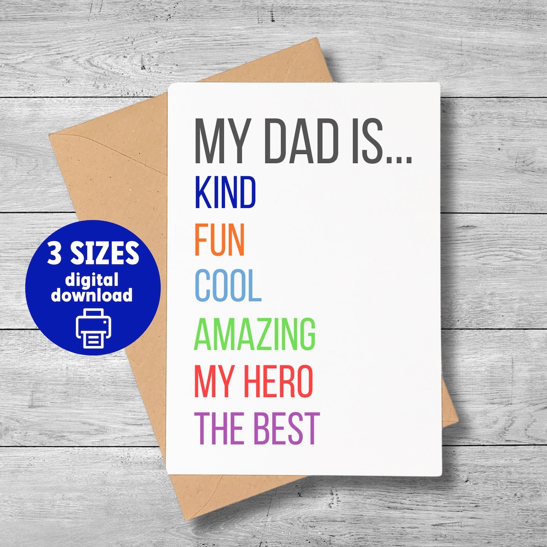Printable Father's Day Card, All About My Dad, Printable Dad Card, Best ...