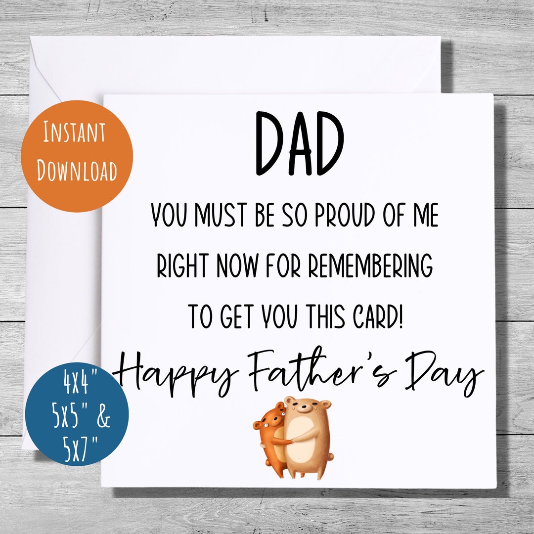 Funny Card for Dad for Father's Day, Printable Card for Dad From Son or ...