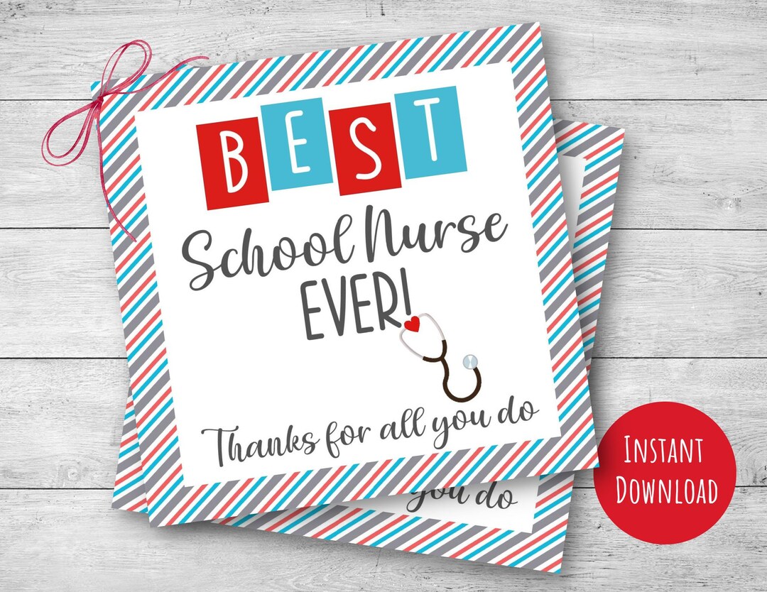 School Nurse Appreciation Day Gift Tag, 3, 3.5 and 4 Tags, Happy Nurses ...