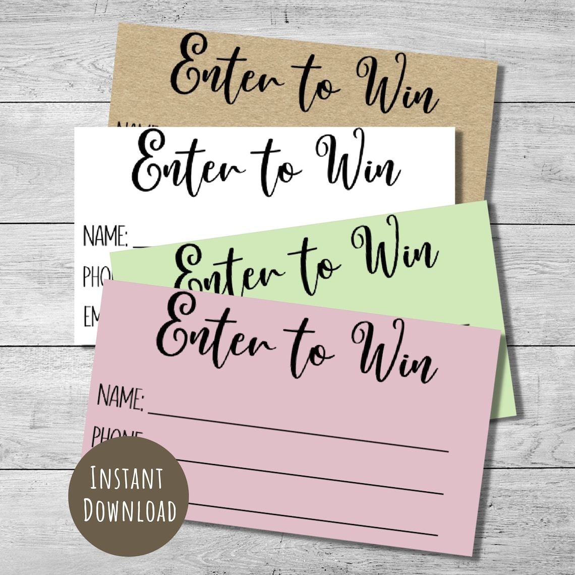 Printable Enter to Win Tickets, 2x3.5 Size Cards, Door Prize Entry ...