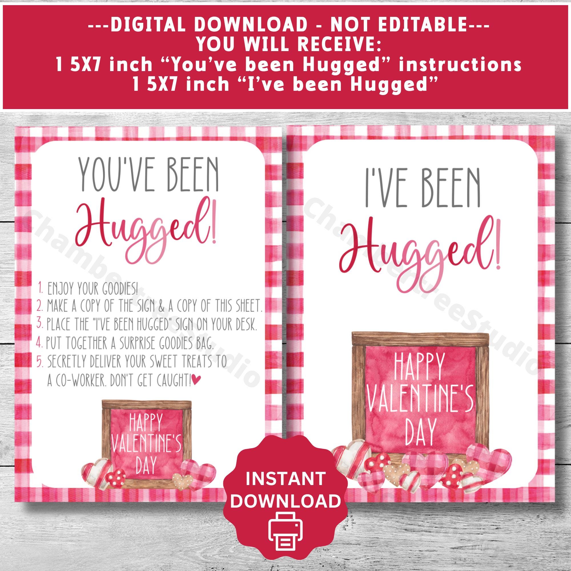 Valentine's Day Coworker Game Printable, You've Been Hugged, Printable ...