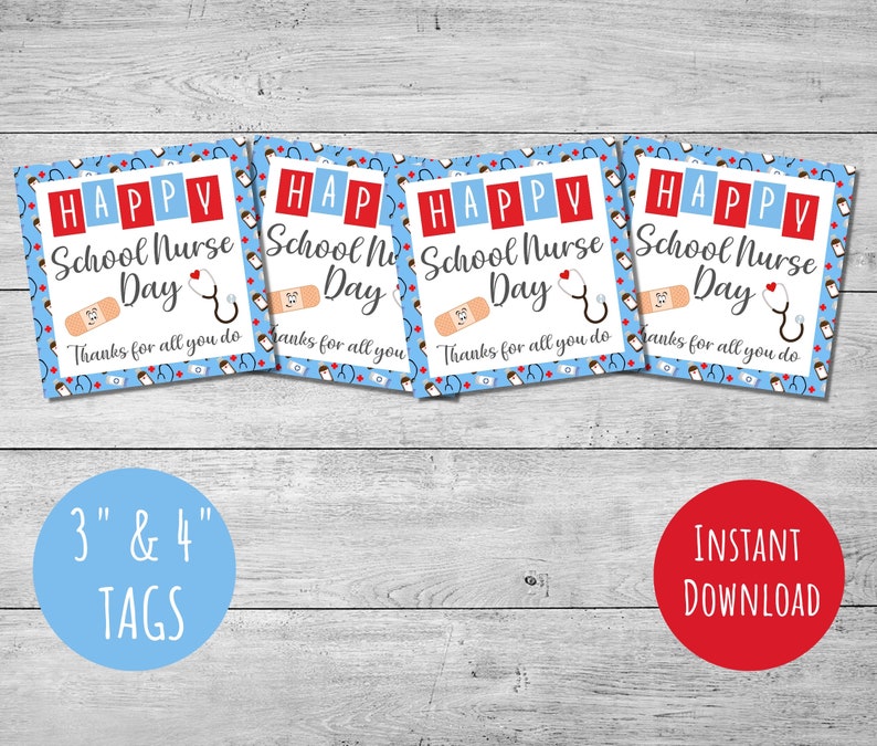 School Nurse Day Appreciation Gift Tag, 3 and 4 Sizes, Happy Nurses ...
