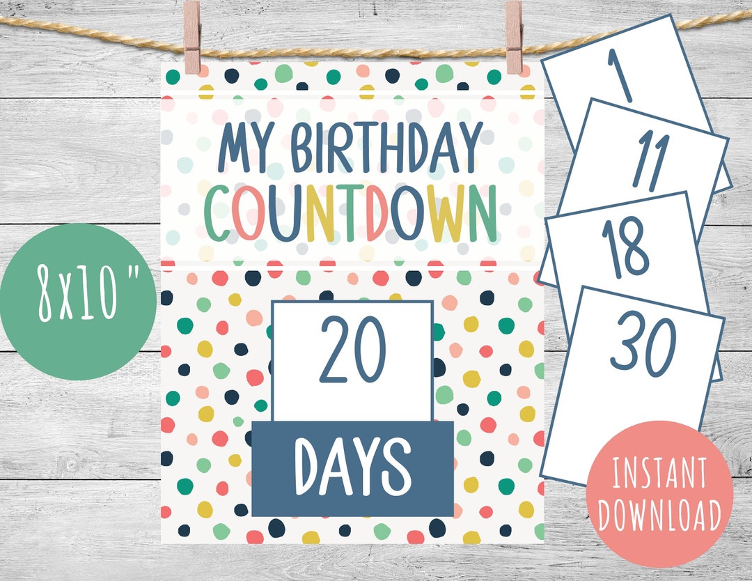 Birthday Countdown Calendar, Printable DIY Kids Countdown Calendar ...