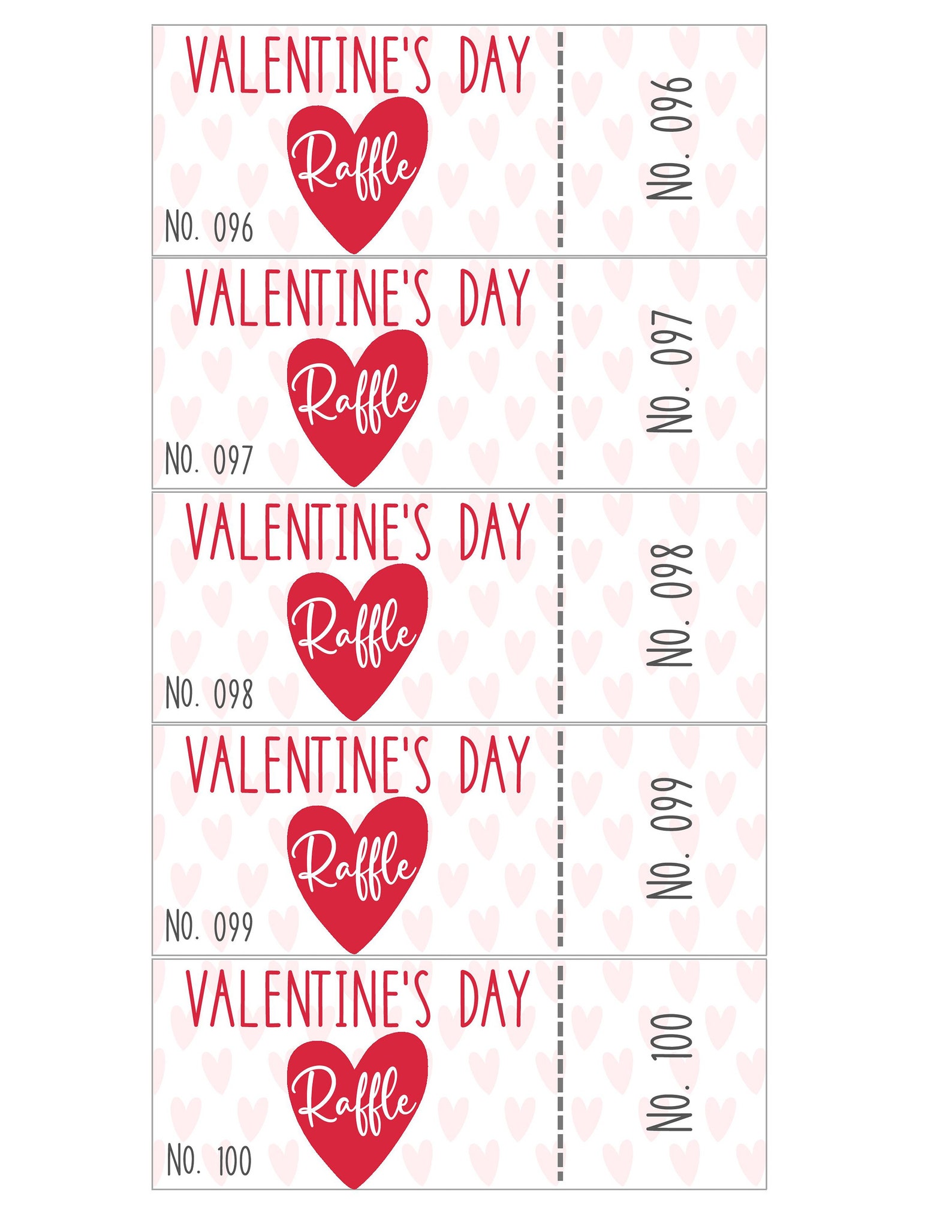 Printable Valentine’s Day Raffle Tickets, Fundraising Ticket Coupons ...