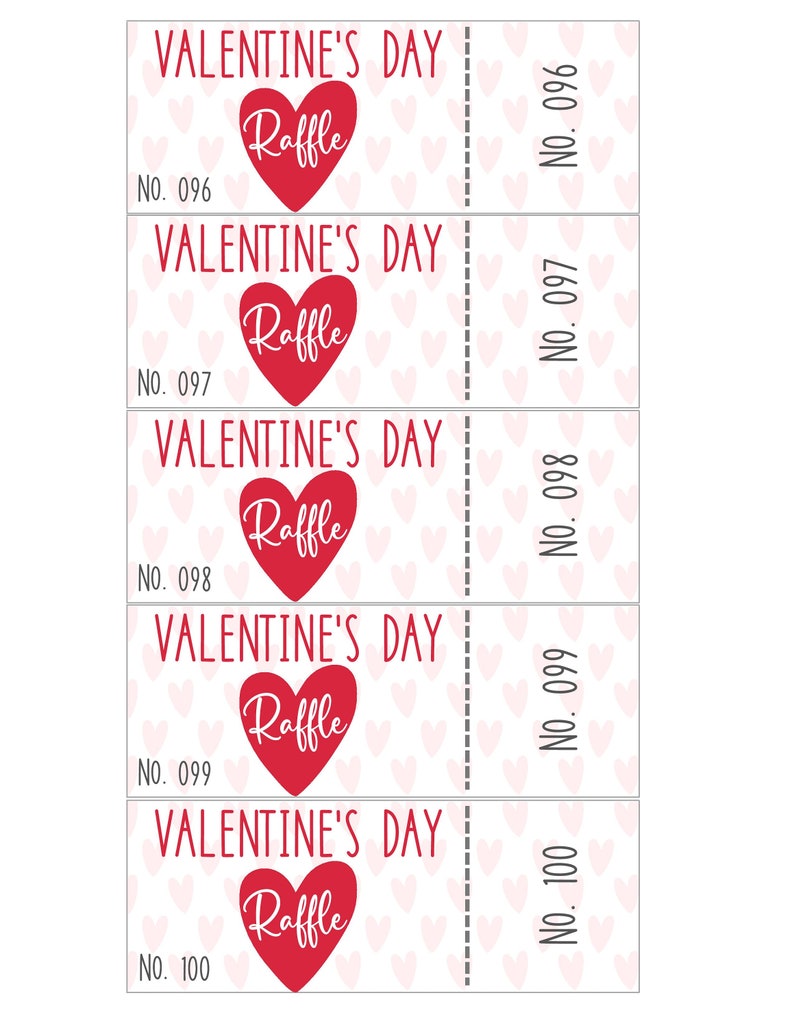 Printable Valentine’s Day Raffle Tickets, Fundraising Ticket Coupons ...