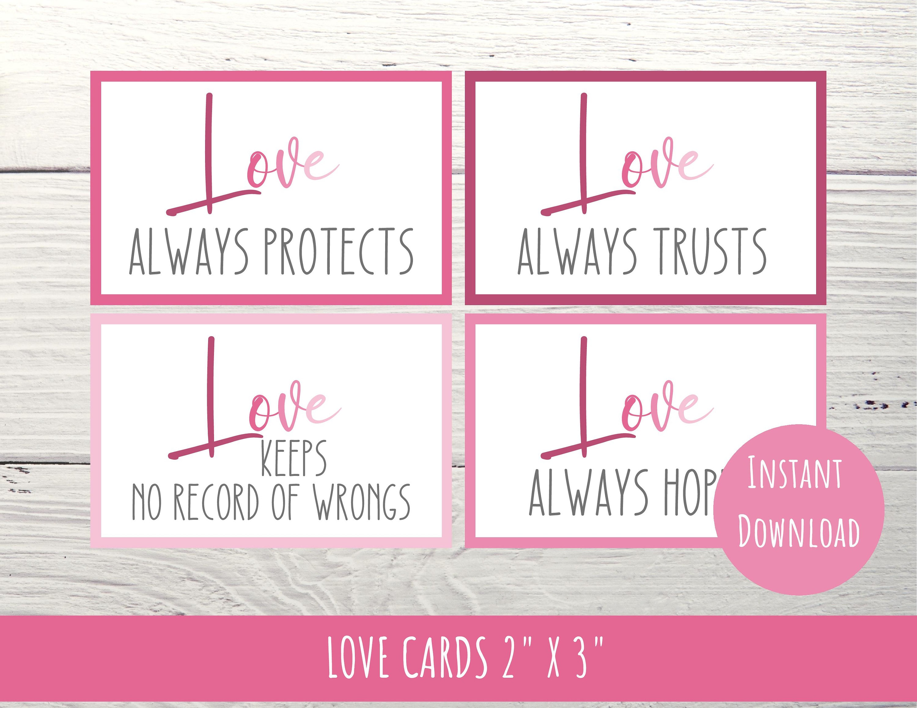 Valentine's Day Love Notes, Printable Christian Love Cards, 2 X 3 Cards ...