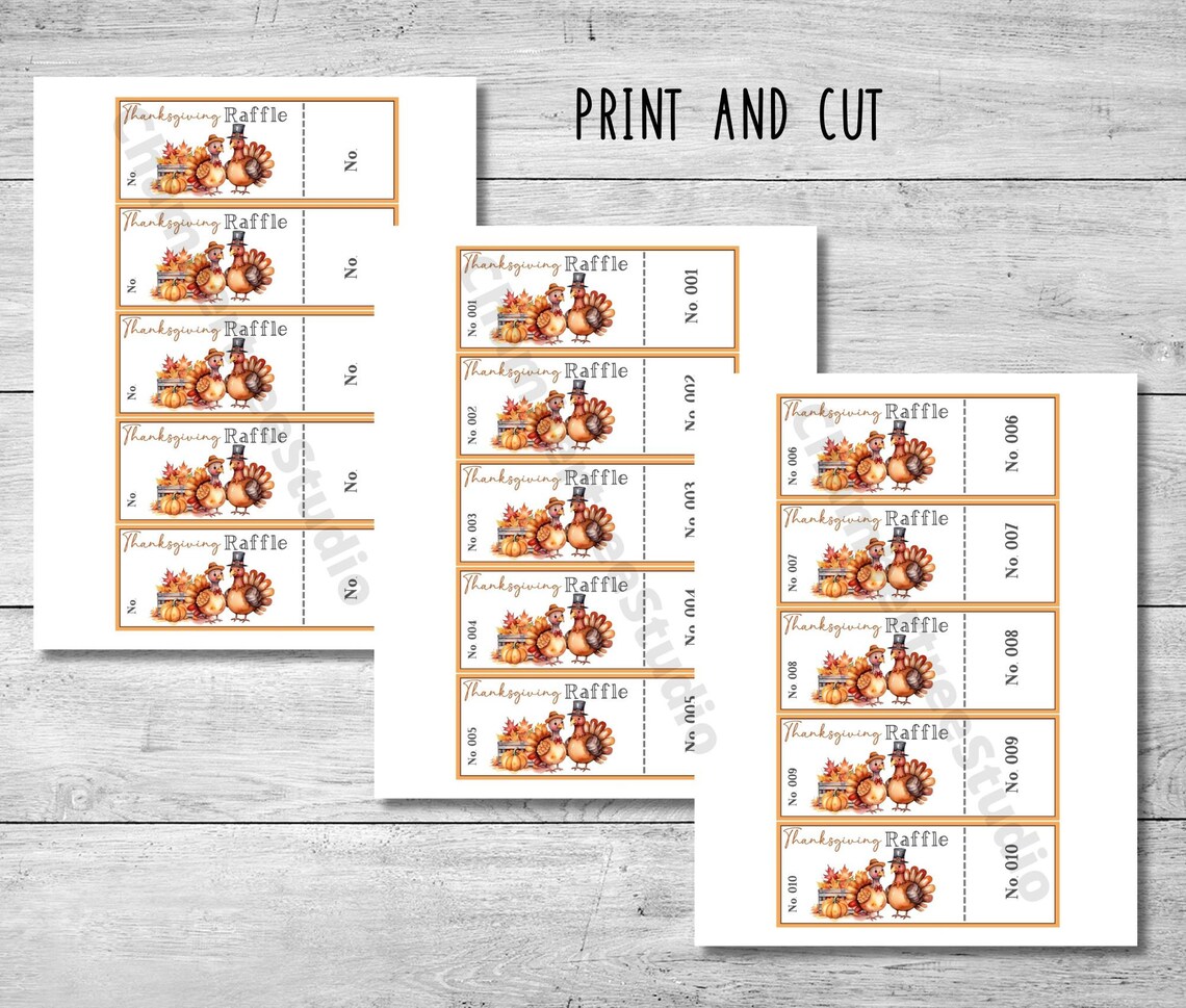 Thanksgiving Raffle Tickets: Printable Fall Fundraiser (instant ...