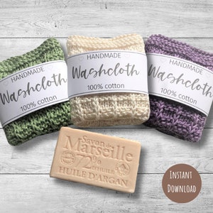 Printable Washcloth Labels, Handmade Washcloth Wrap, Instant Download ...