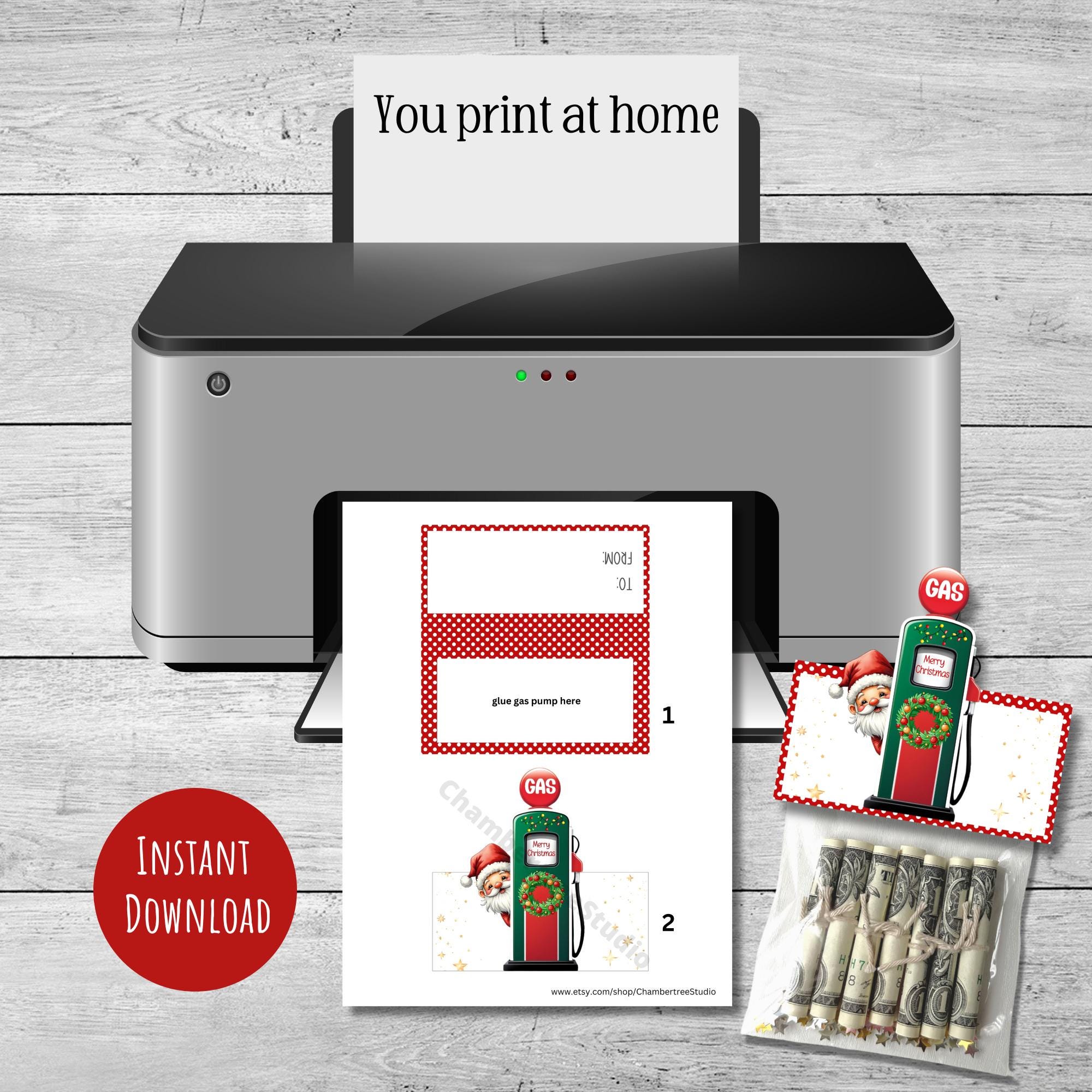 Christmas Gas Gift Card Holder, Holiday Cash Gift Tag, Money Gift Bag ...