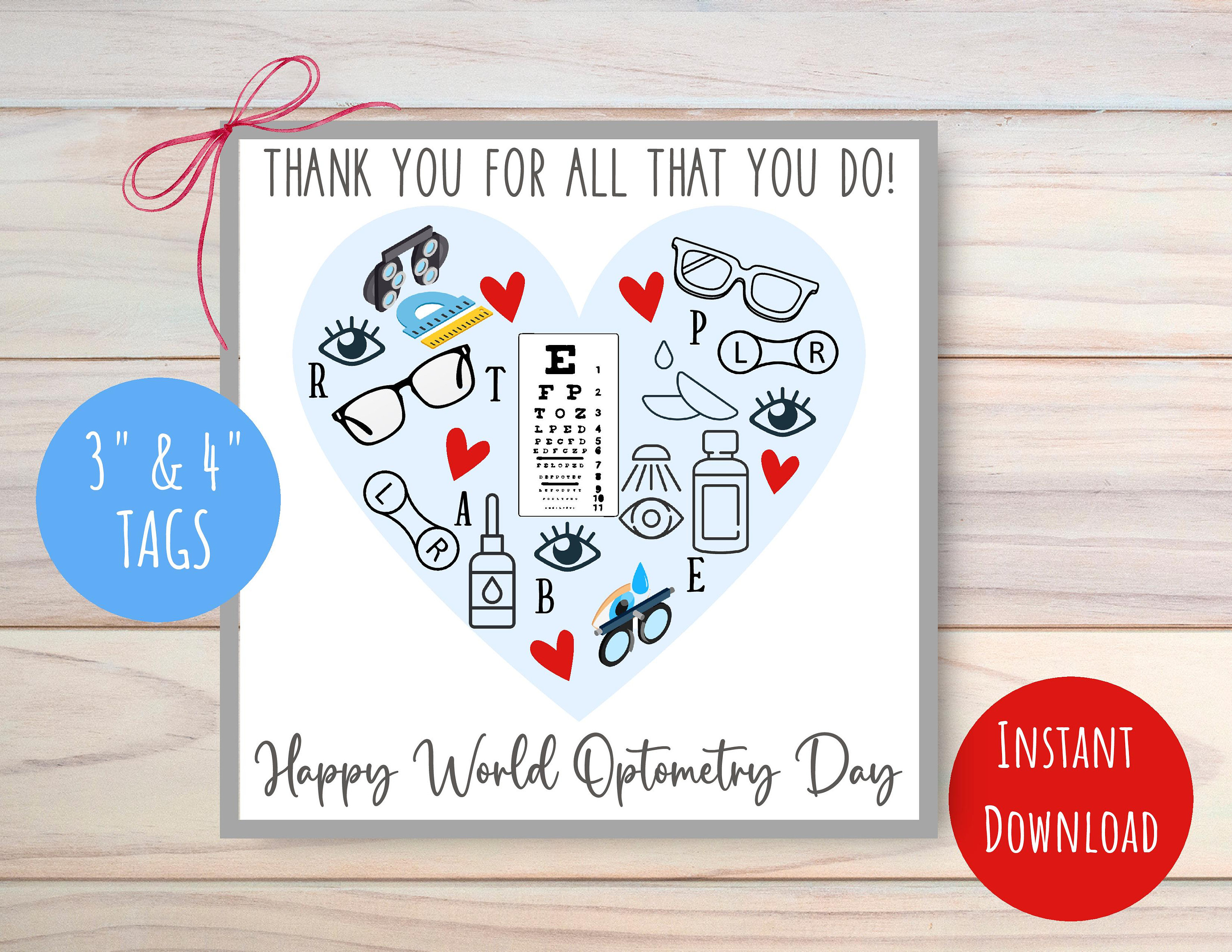 World Optometry Day Gift Tag, Eye Sight Health Care Tag, Gift Tags for ...
