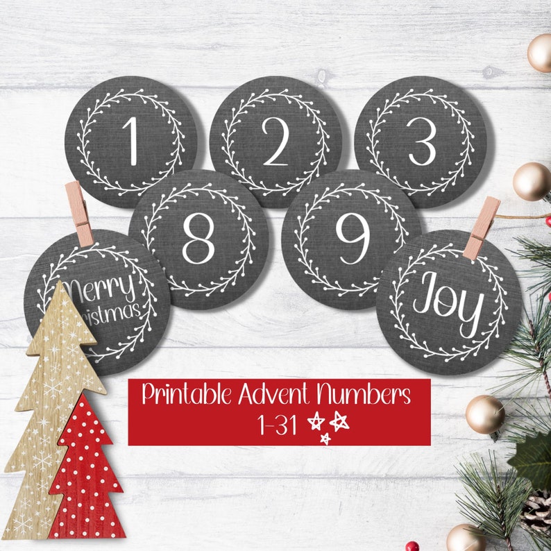 Advent Calendar Numbers, 2 Circles, DIY Advent Calendar Kit, Printable ...