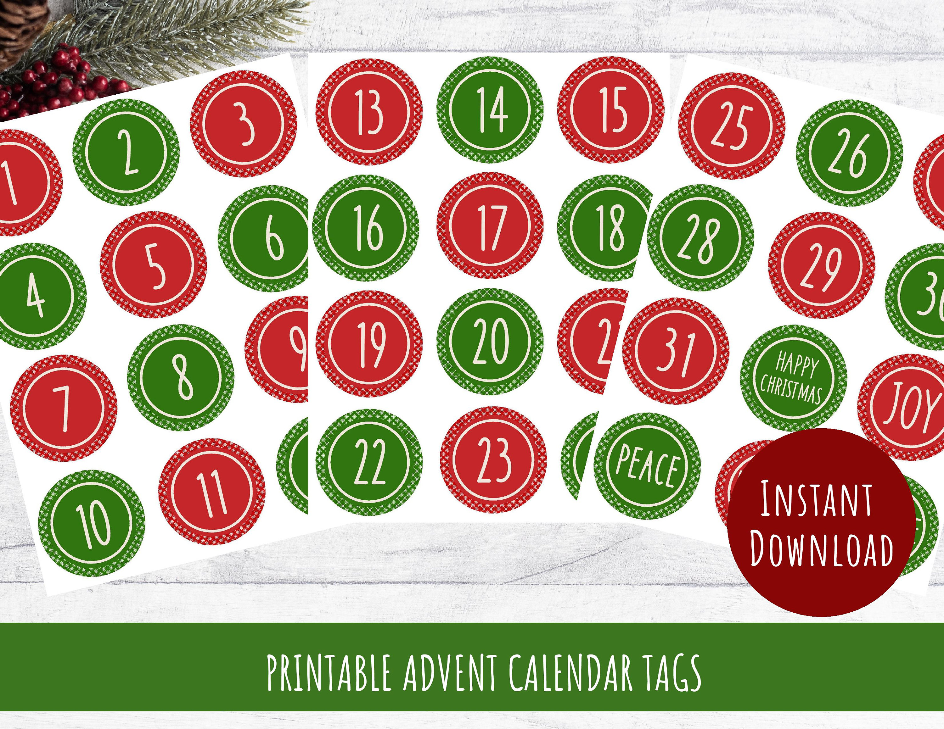 Advent Calendar Numbers, 2" Size, DIY Advent Calendar Kit, Printable ...