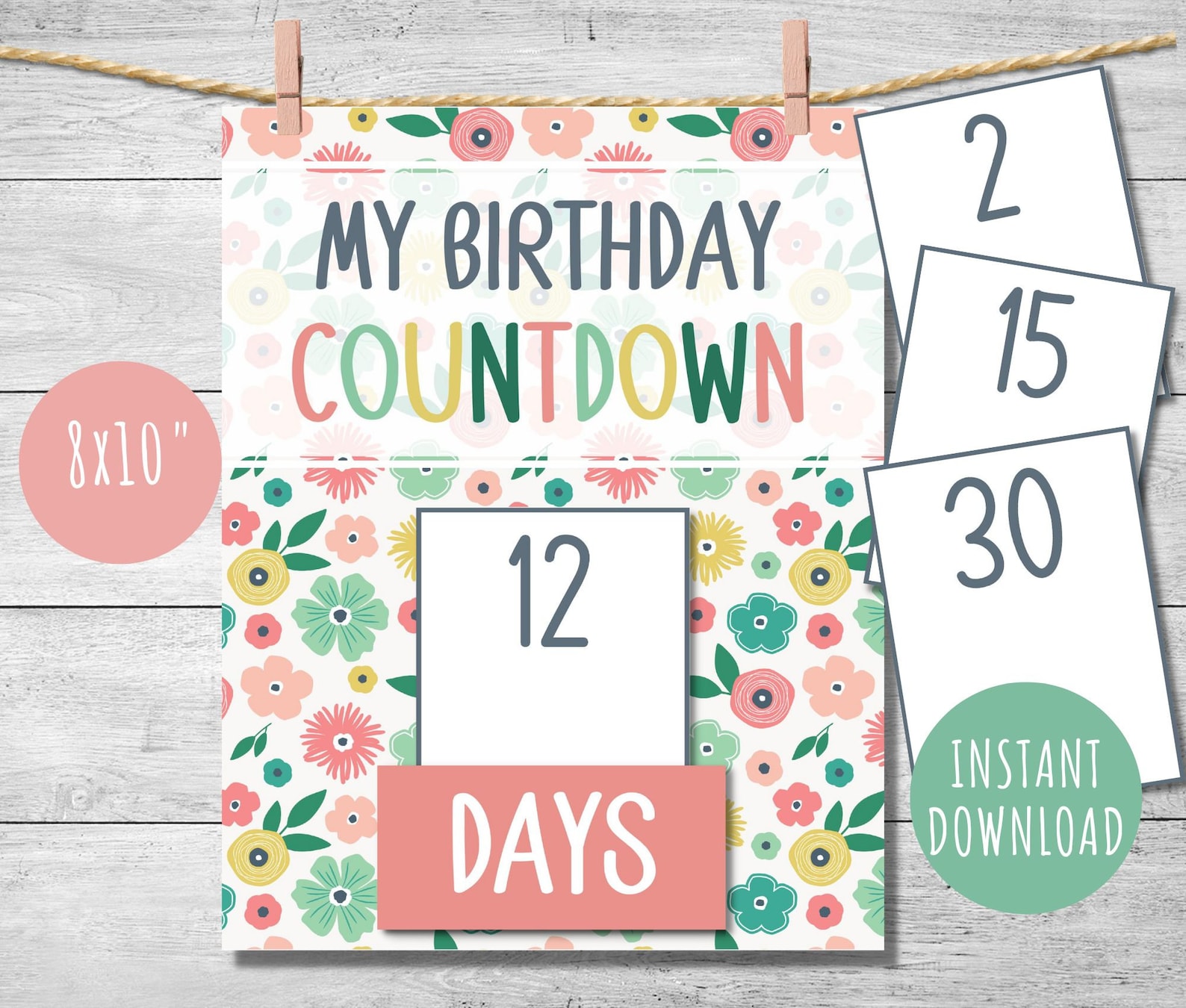 Birthday Countdown Calendar Printable DIY Kids Countdown - Etsy