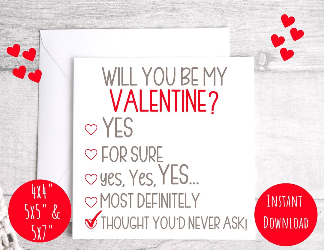 Will You Be My Valentine Card Cute Valentines Day Card Kids - Etsy