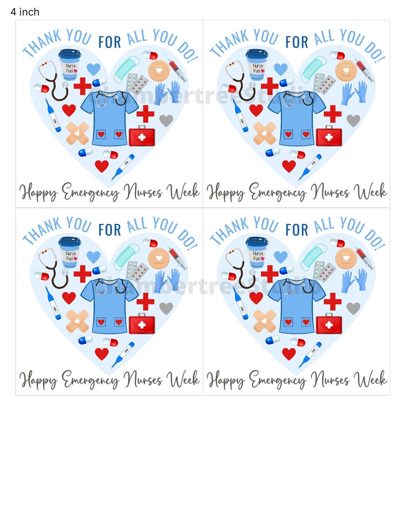 Emergency Nurse Week Gift Tag, 3 and 4 Tags, ER Nurses Appreciation, Thank You for All You Do ...