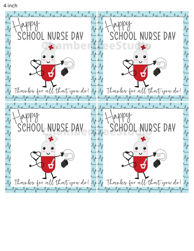 School Nurse Day Appreciation Gift Tag, Printable Thank You ...