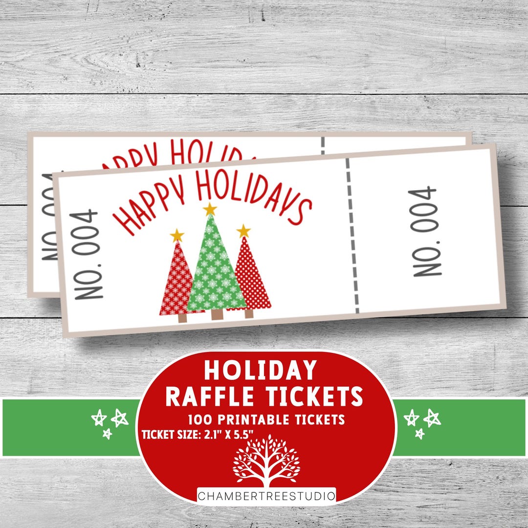 Holiday Raffle Tickets, School Fundraiser, Charity Event, Christmas ...