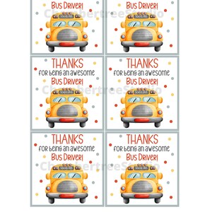 School Bus Driver Appreciation Gift Tag, Printable Thank You Gift ...