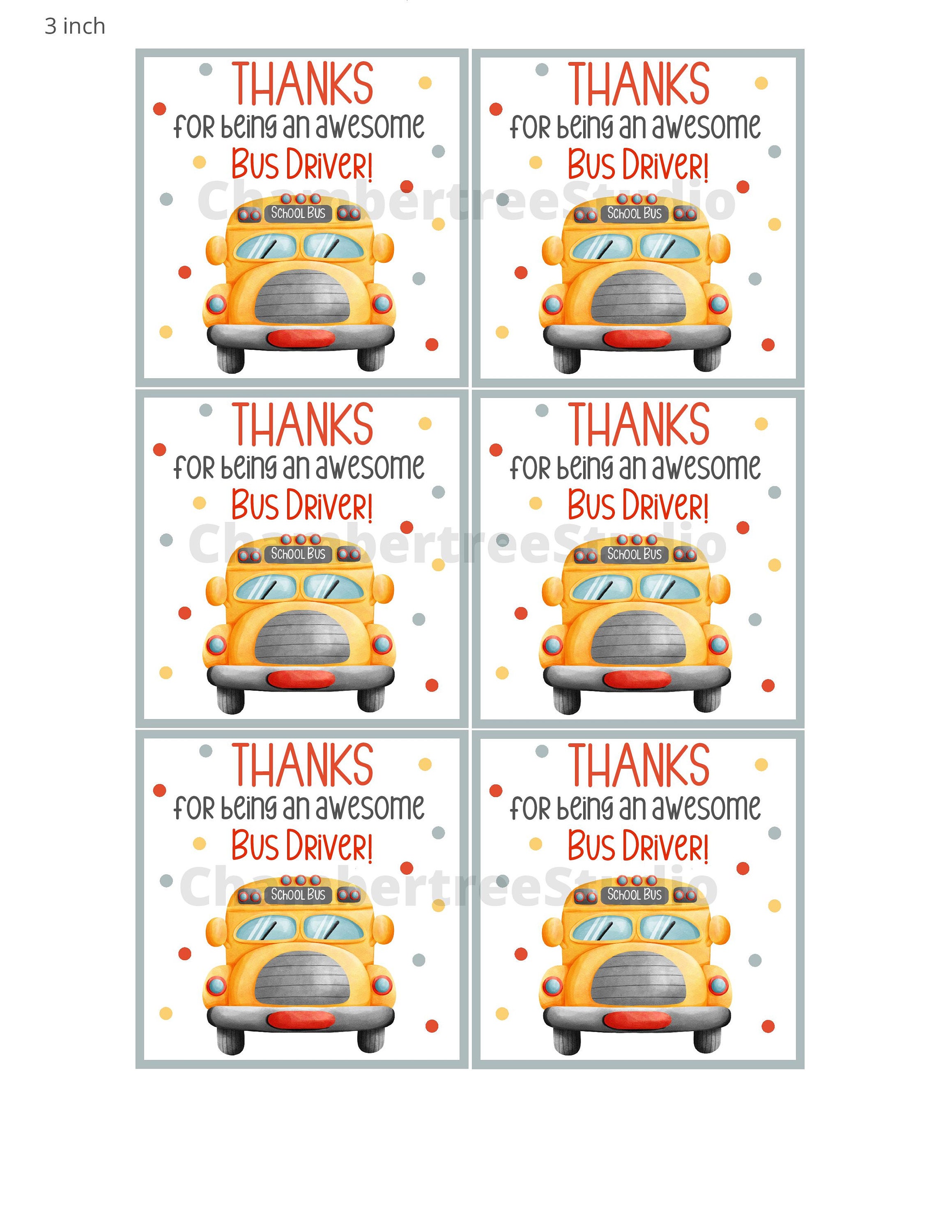 School Bus Driver Appreciation Gift Tag Printable Thank You - Etsy