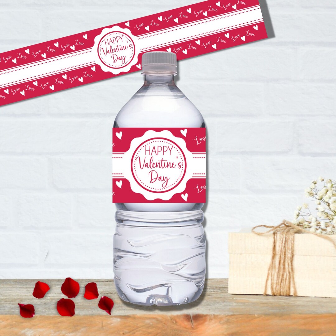 Valentine's Day Water Bottle Labels, Printable Water Bottle Wrapper ...