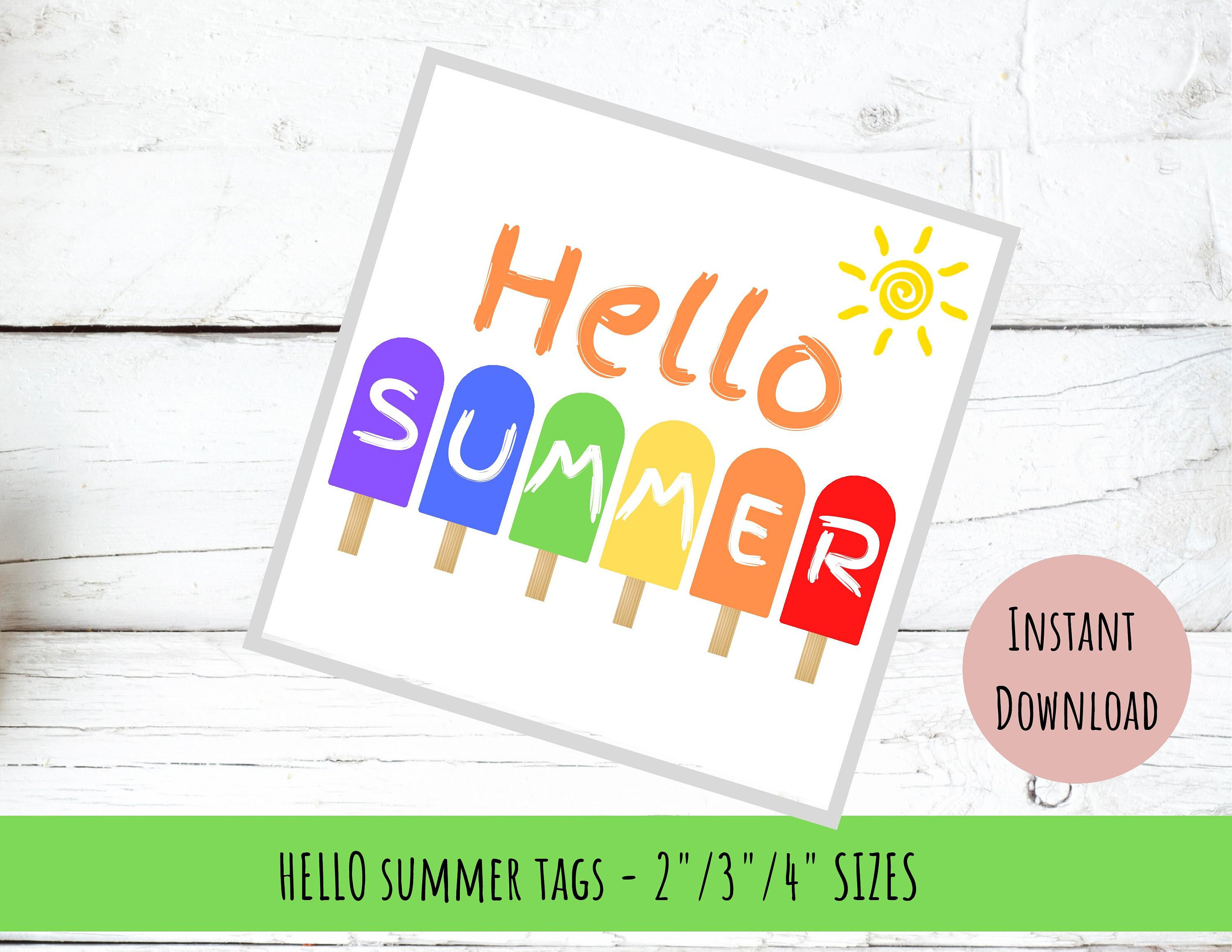 Hello Summer Square Tags 2 3 & 4 - Etsy