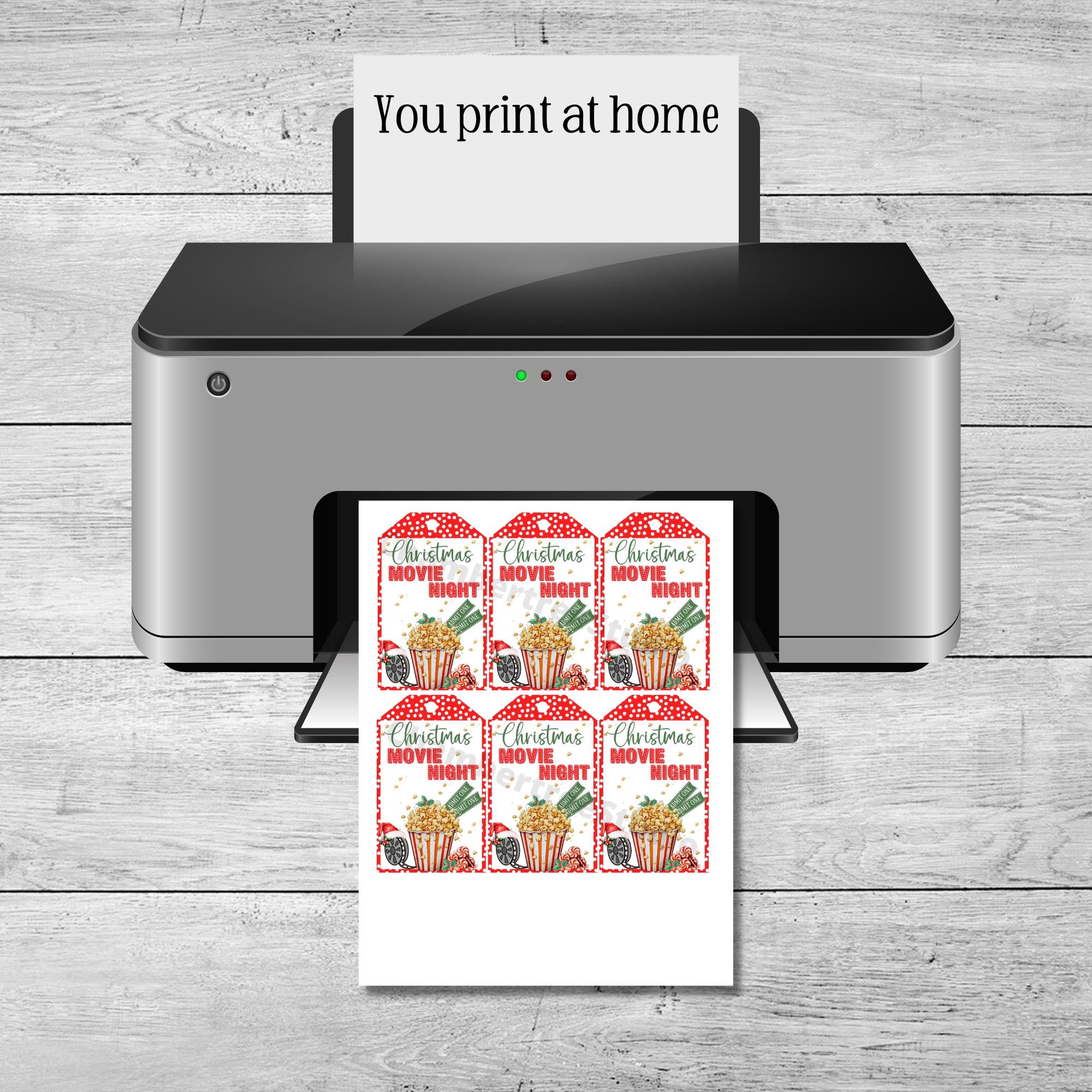 Christmas Movie Night Gift Tag, Teacher Movie Gift, Family Movie Night ...