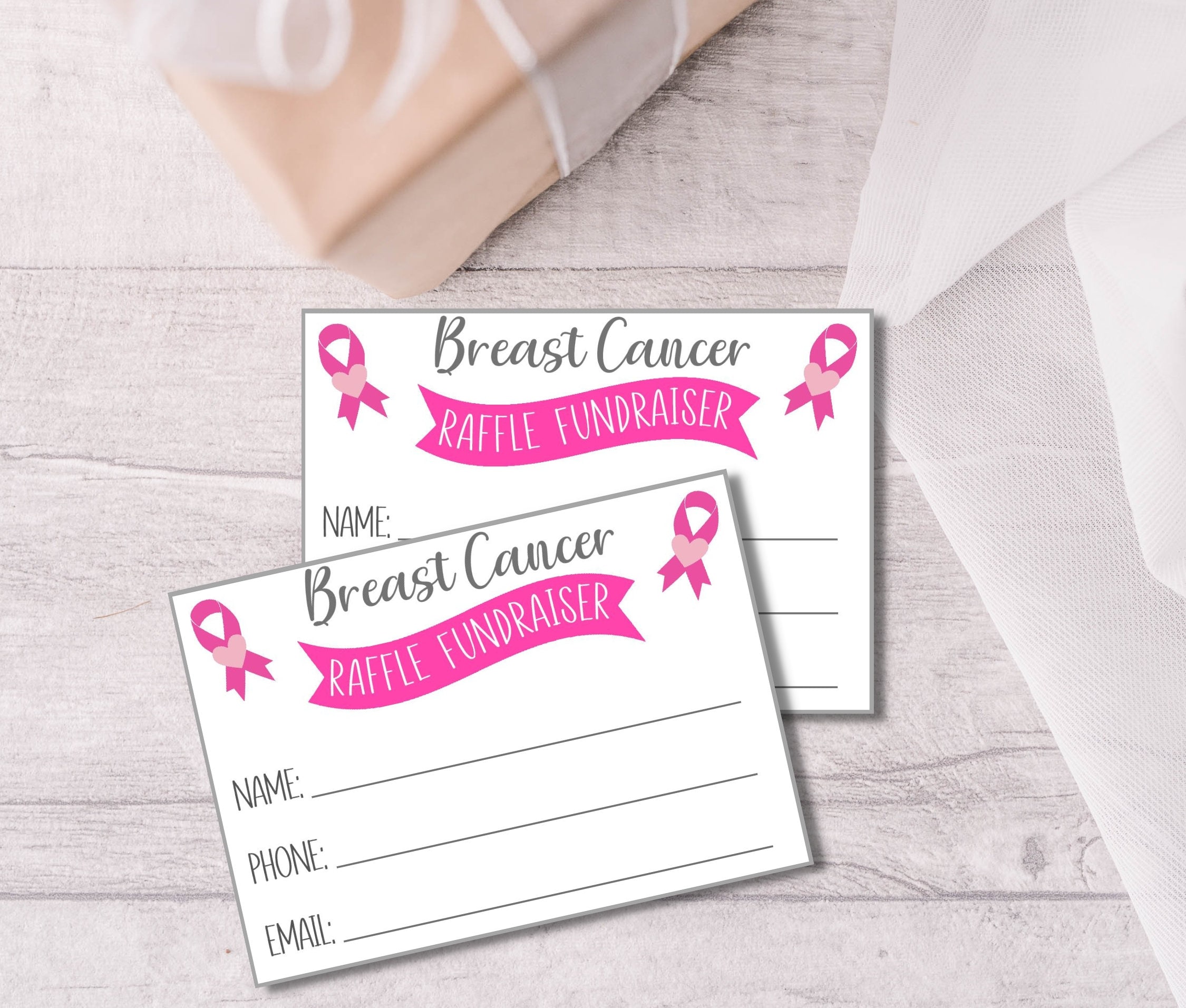 Breast Cancer Raffle Fundraiser Tickets, Pink Ribbon, Enter to Win ...