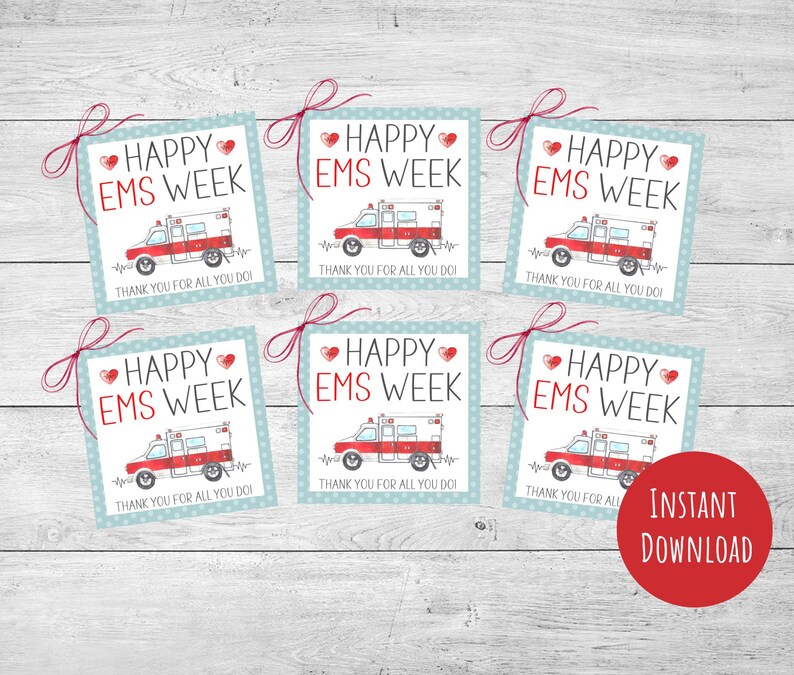 EMS Week Gift Tag, Happy Emergency Medical Services Week, EMT Appreciation, Gift for Paramedics ...