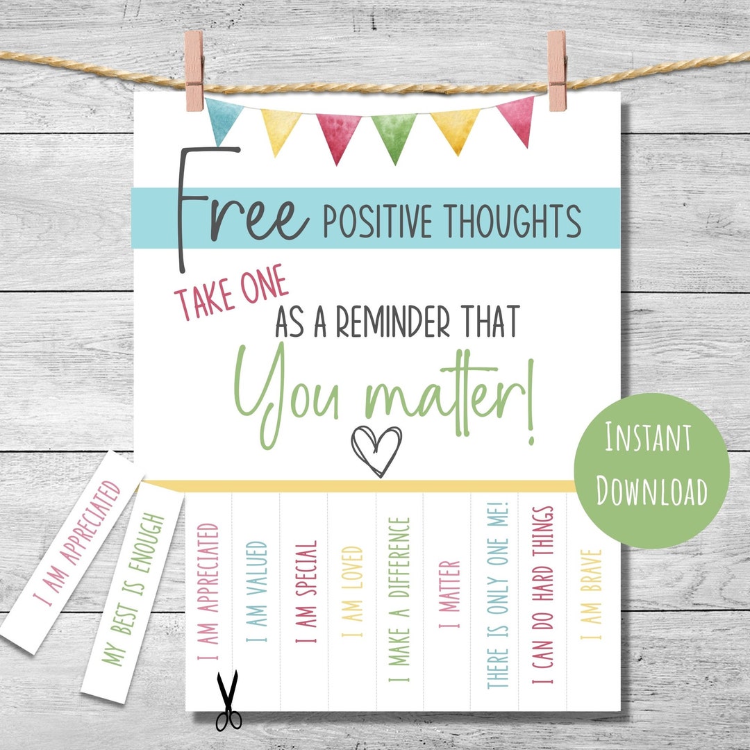 Affirmation Tear off Flyer, Printable Positive Thoughts, School ...