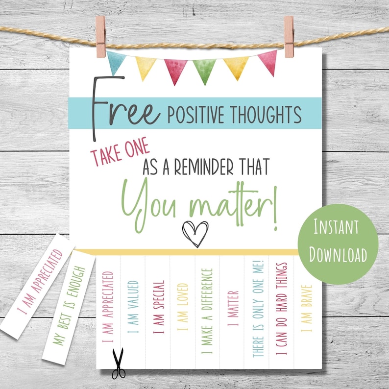 Affirmation Tear off Flyer, Printable Positive Thoughts, School ...