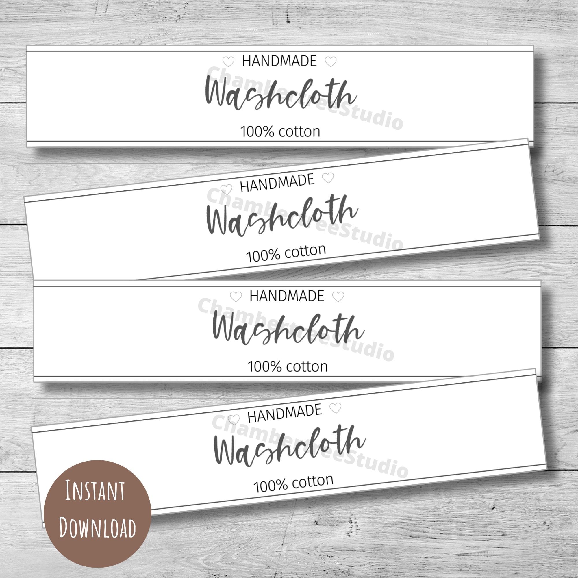 Printable Washcloth Labels, Handmade Washcloth Wrap, Instant Download ...