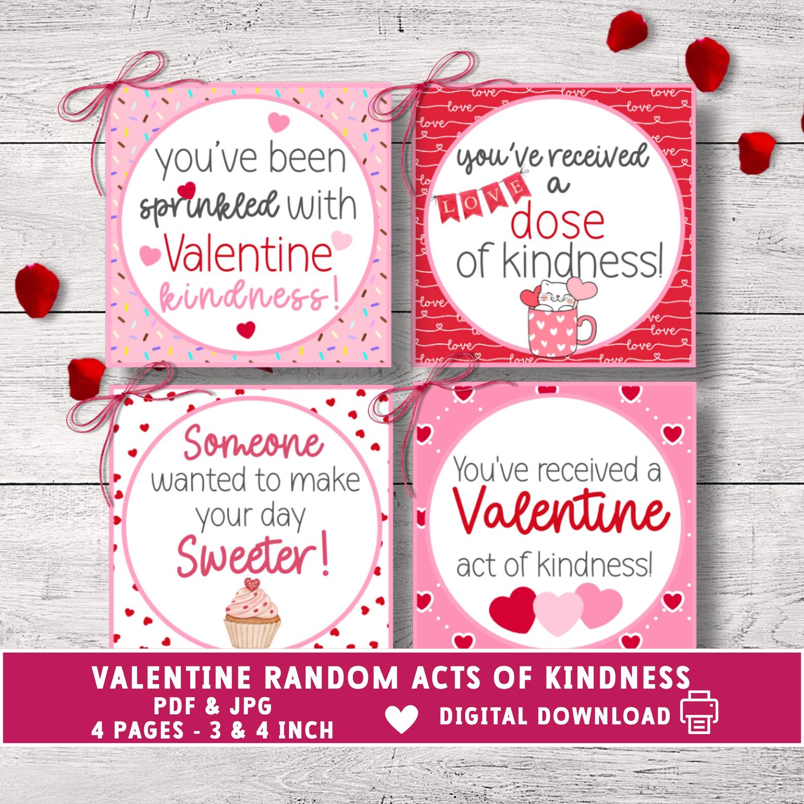 Valentine’s Day Random Acts of Kindness Tags | Spread Love Gift Tags ...