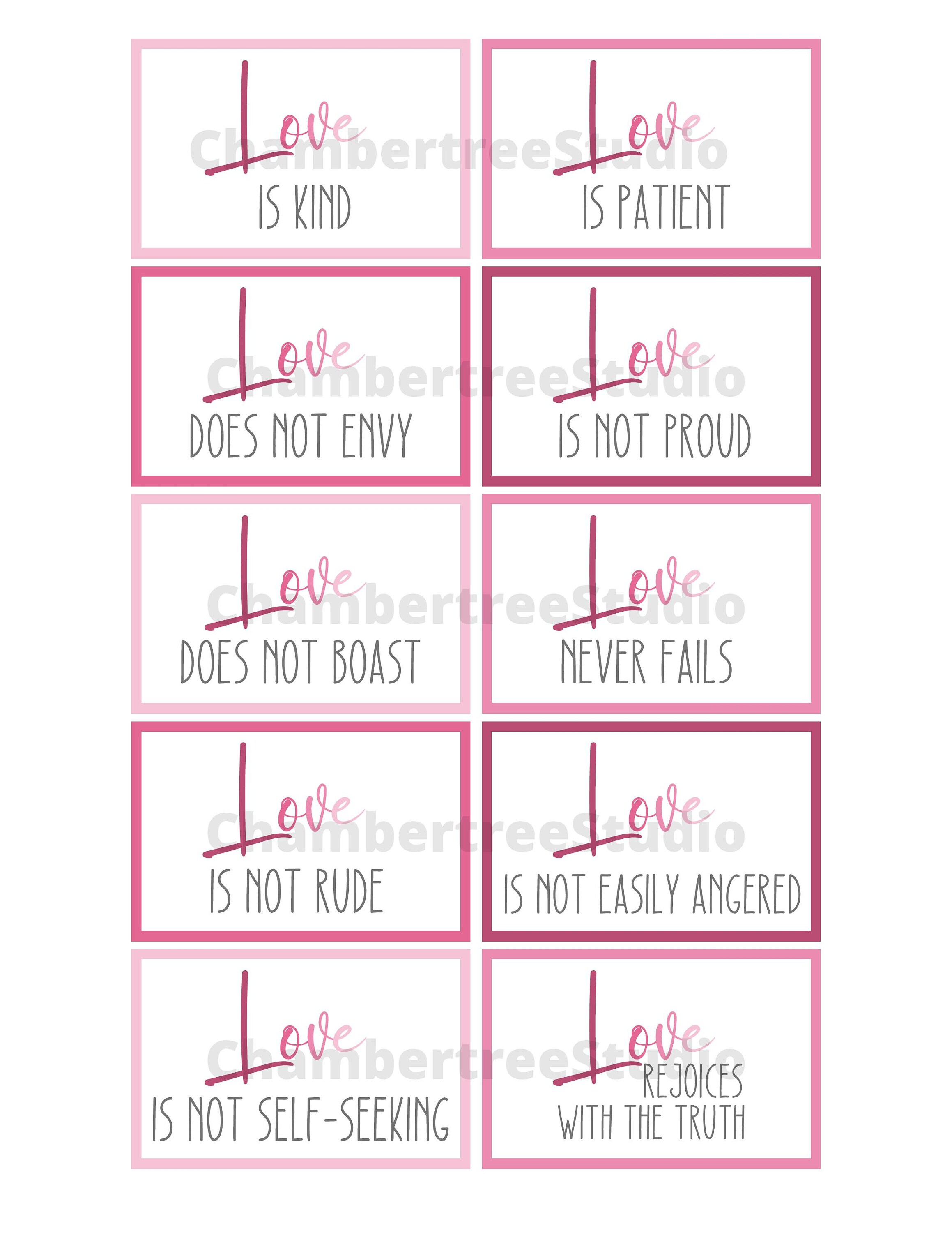 Valentine's Day Love Notes, Printable Christian Love Cards, 2 X 3 Cards ...