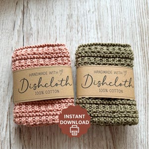 Dishcloth Wrapper Label, Crochet or Knitted Dishcloths, Printable ...