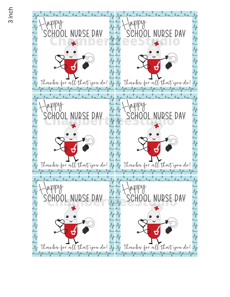 School Nurse Day Appreciation Gift Tag, Printable Thank You ...