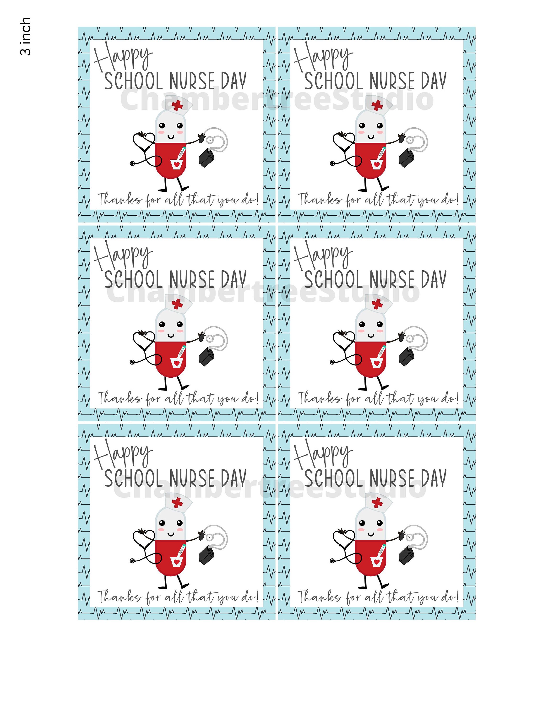 School Nurse Day Appreciation Gift Tag, Printable Thank You ...