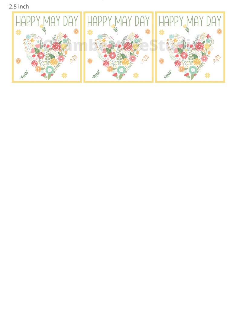 Happy May Day Tag, Spring Gift Tag, 2", 2.5" & 3" Sizes, Printable May ...