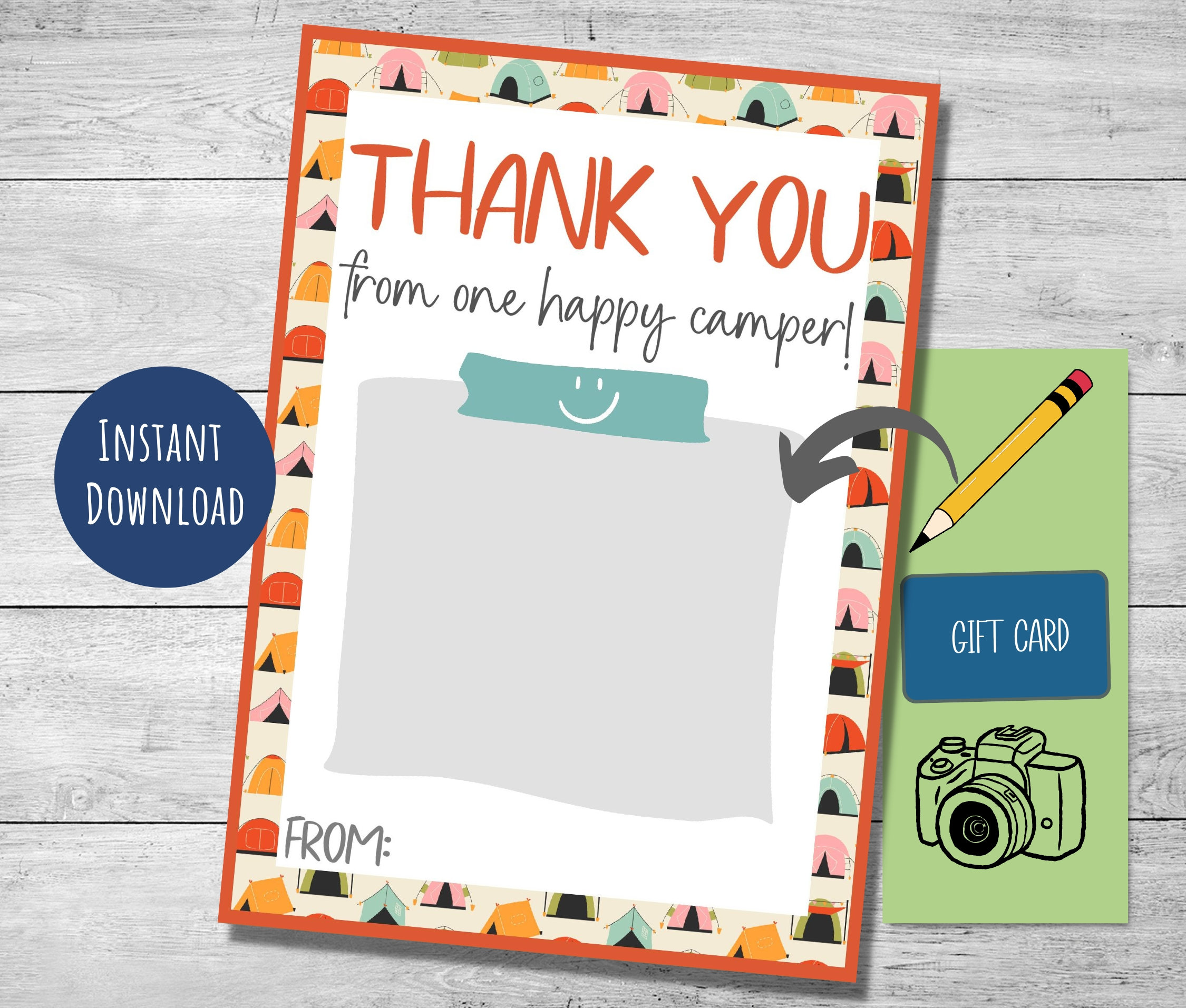 Summer Camp Thank You Card, Camp Counselor Gift Card Holder, Last Day ...