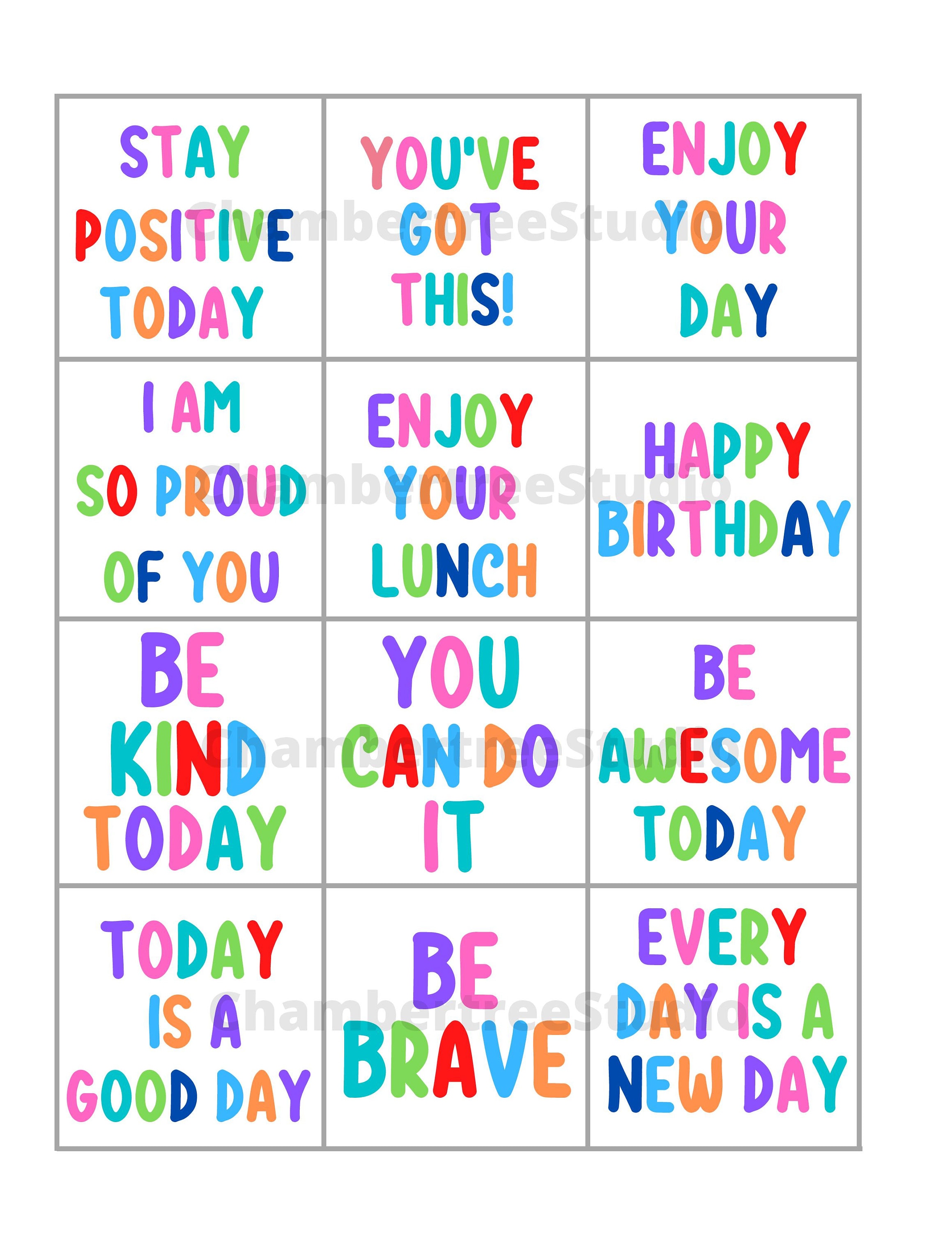 Printable Lunchbox Notes for Kids, 36 Encouraging Lunch Box Notes, New ...