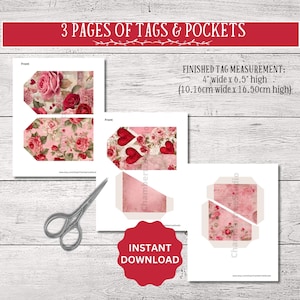 Valentine Loaded Pocket Tags, Stuffed Pockets for Junk Journal ...