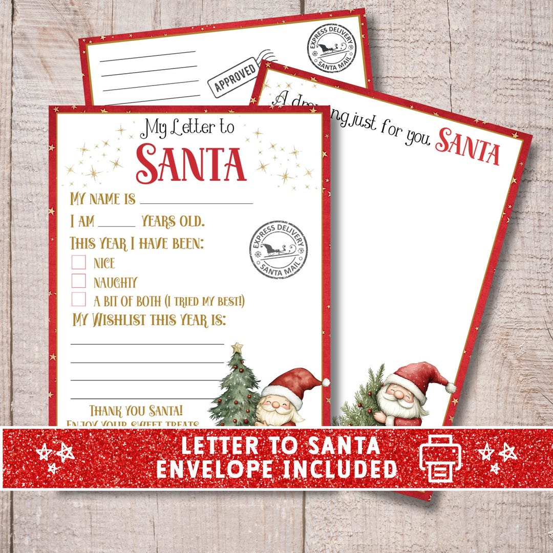 Letter to Santa Printable, Dear Santa, Christmas Wishlist, North Pole ...