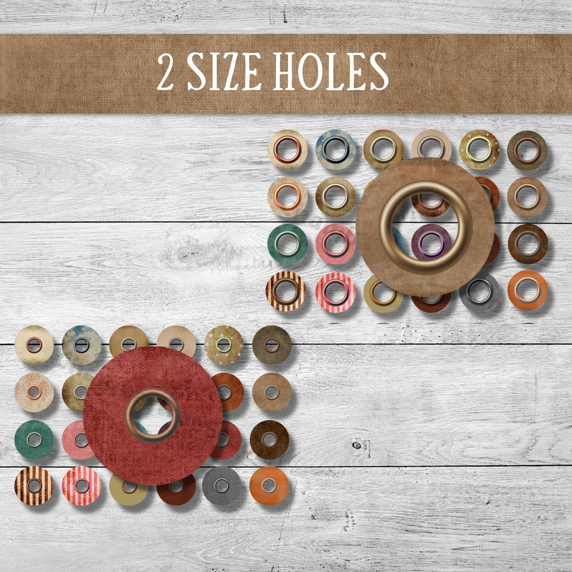 Junk Journal Digital Eyelets, Decorative Tag Hole Protector, Vintage ...