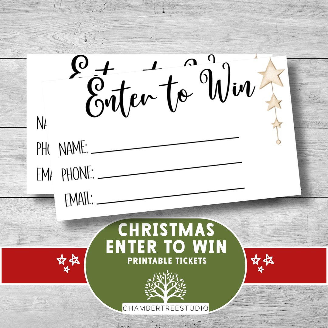 Christmas Enter to Win Tickets, 2x3.5" Size Cards, School Fundraiser ...