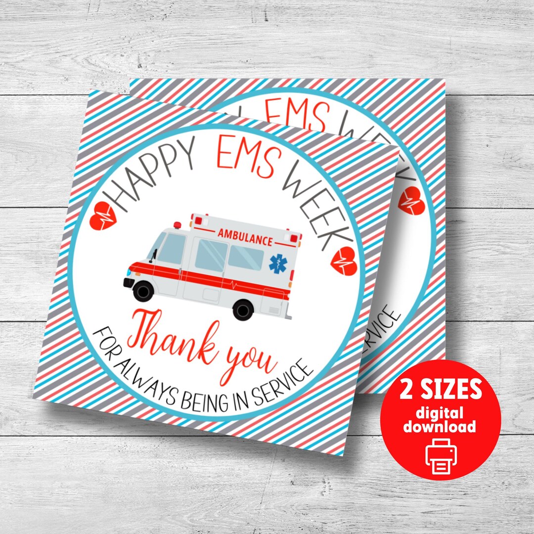 EMS Week Gift Tag, First Responder Gift, Happy Emergency Medical Services Week, EMT Appreciation ...